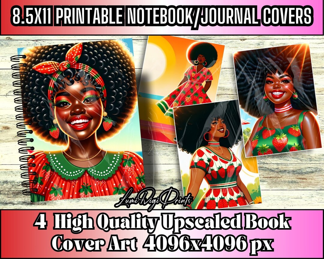 Beautiful Black Girl Printable Digital Notebook Covers, Editable ...