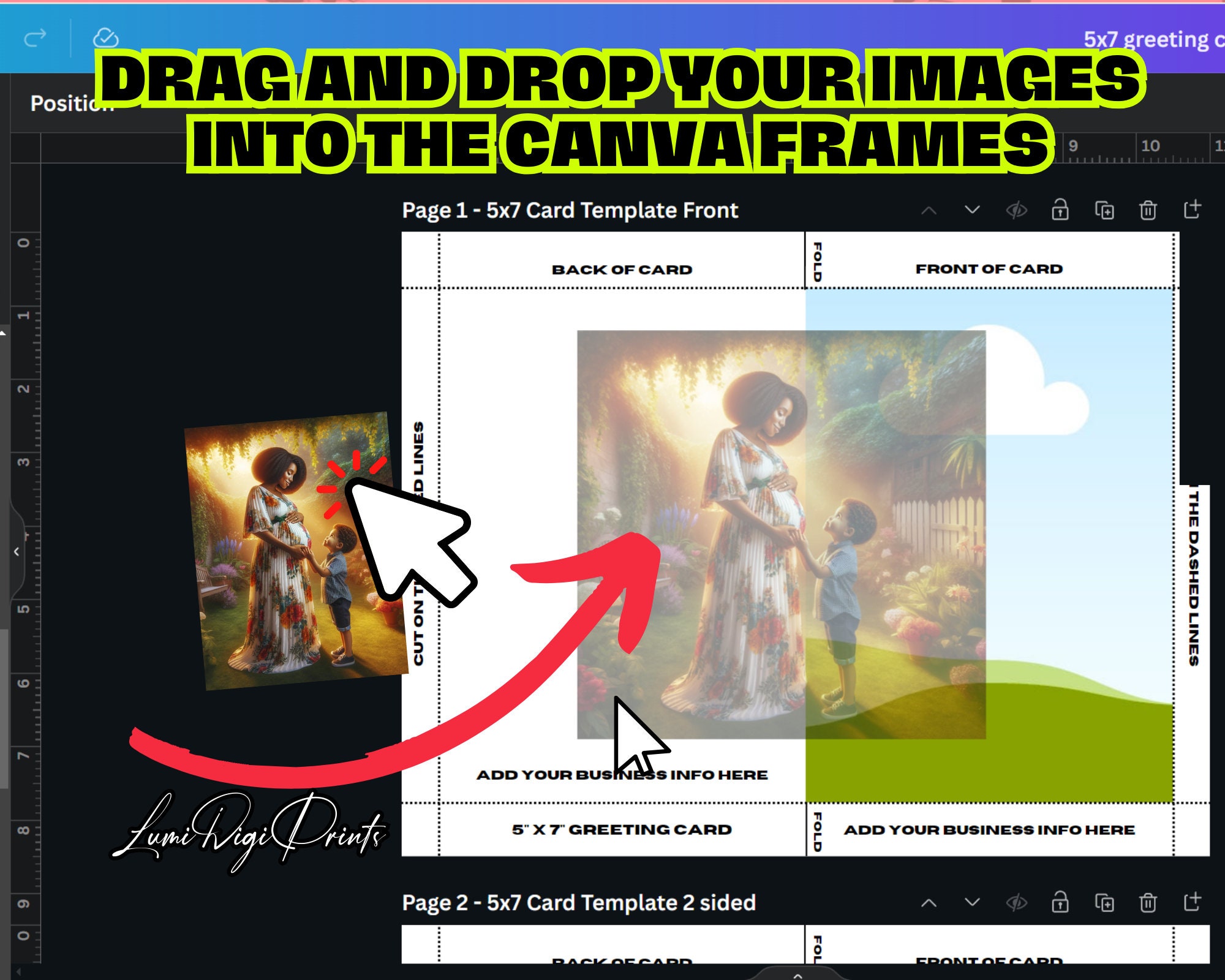 Canva Drag and Drop Card Templates, Editable Canva Templates, Printable ...