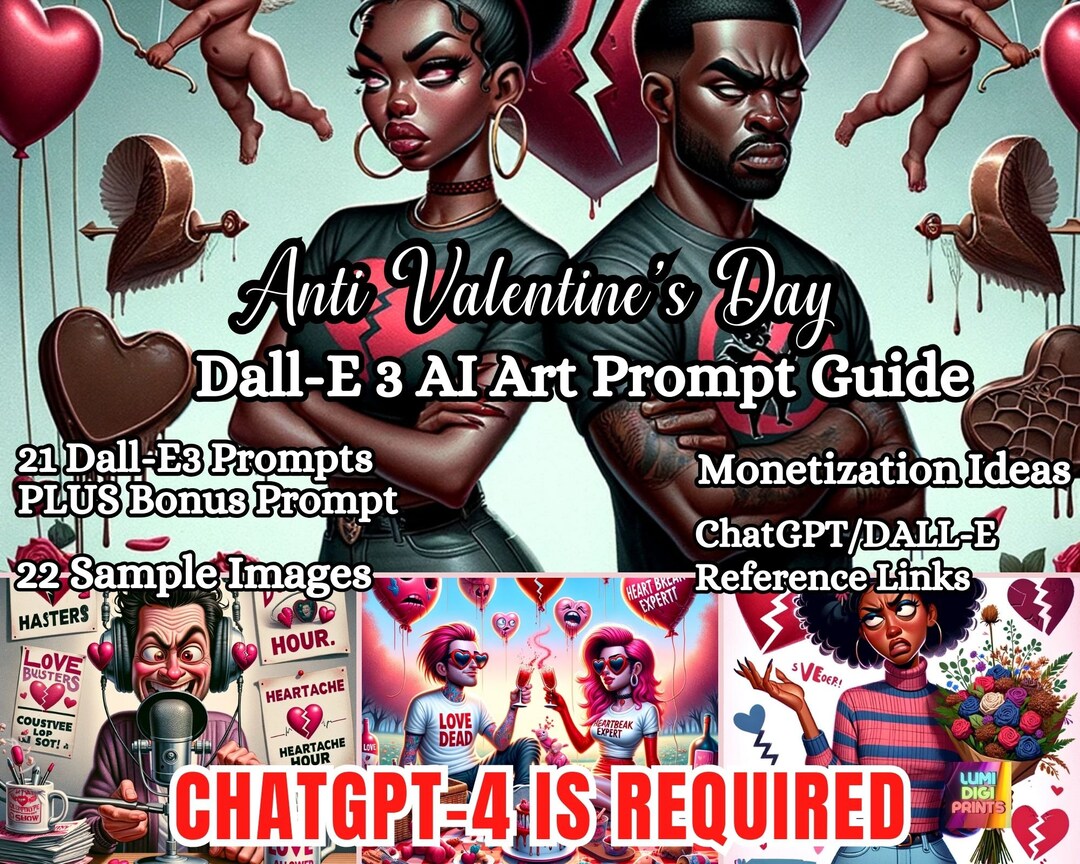 Dall-e3 Chatgpt Anti Valentine's Day AI Art Prompt Guide, Valentine's ...
