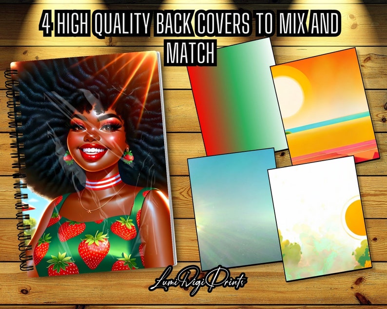 Beautiful Black Girl Printable Digital Notebook Covers, Editable ...