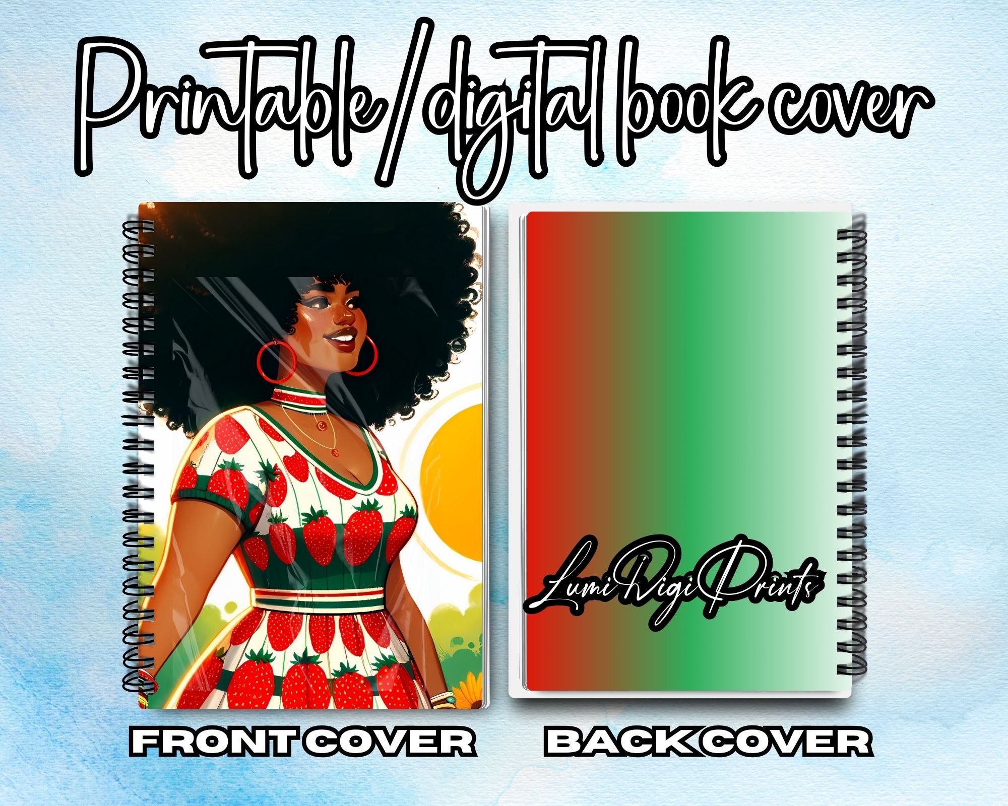 Beautiful Black Girl Printable Digital Notebook Covers, Editable ...