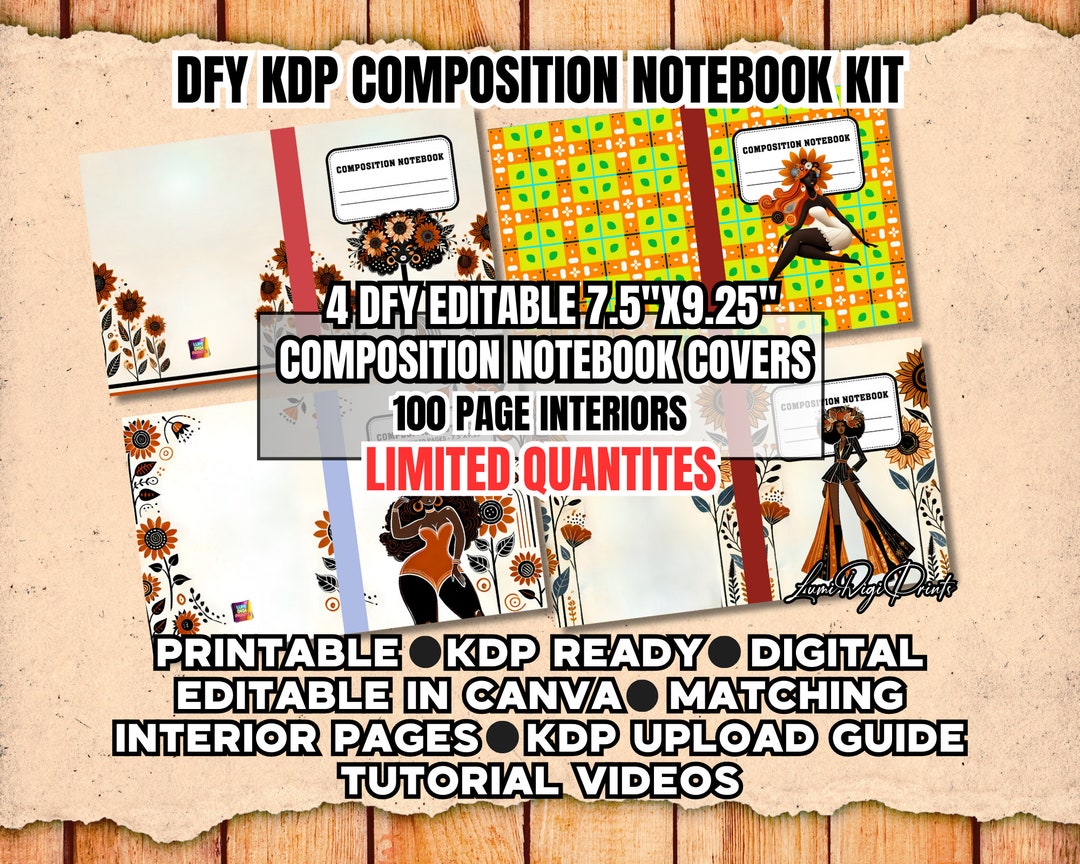 KDP Composition Notebook Cover Kit, Sunflower Goddess Notebook Kit ...