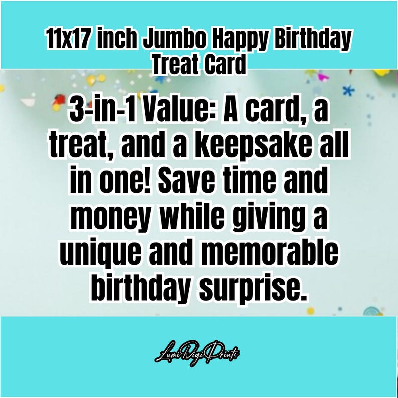 Jumbo Treat Card, Happy Birthday Card, Printable Jumbo Treat Card for ...