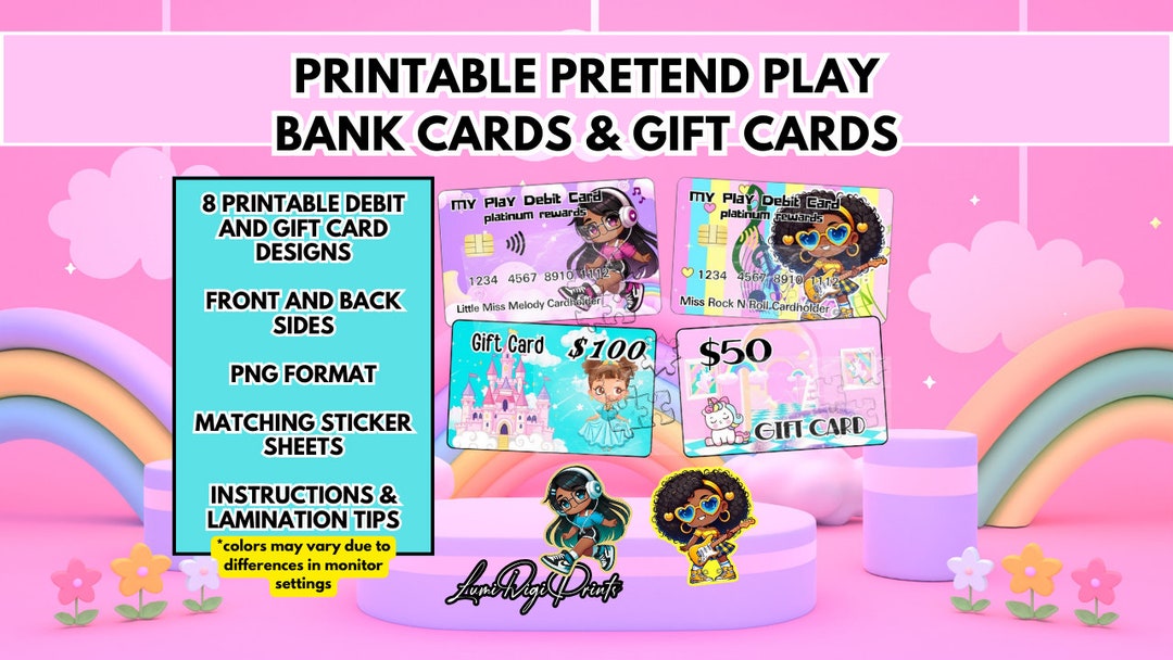 Printable Pretend Play Credit Debit Cards, Printable Play Bank Cards ...