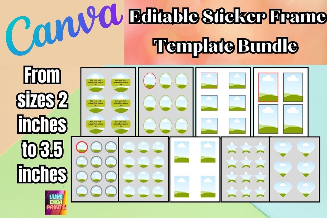 Editable Canva Sticker Template Bundle Canva Frame Sticker - Etsy