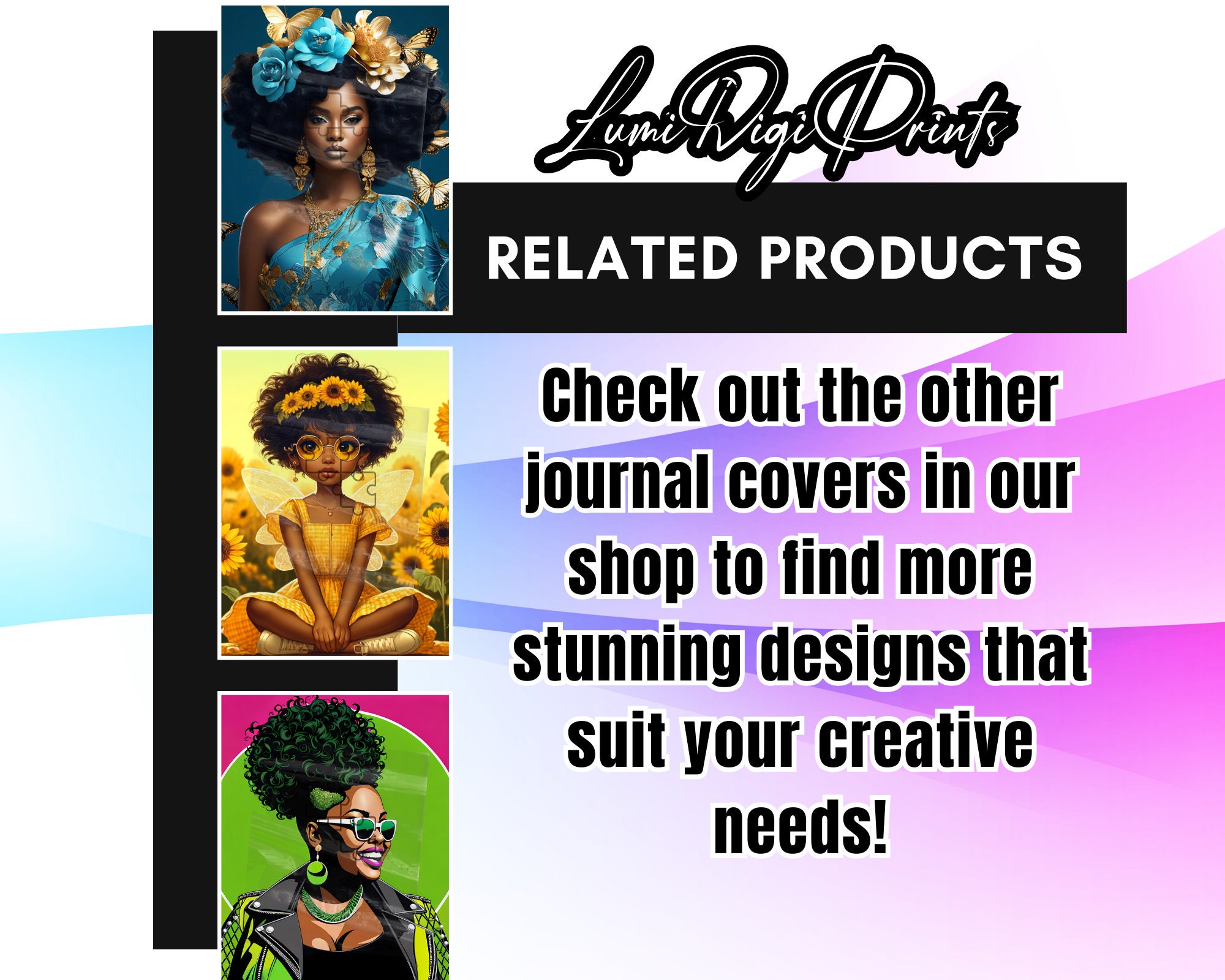 Beautiful Black Girl Printable Digital Notebook Covers, Editable ...