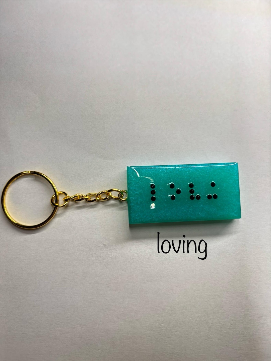 Braille Resin Keychain "loving” - Etsy