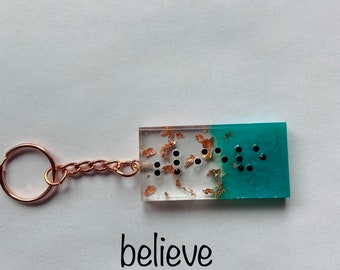 CUSTOMIZE Braille Resin Keychain Shape: Small Semi-circle - Etsy