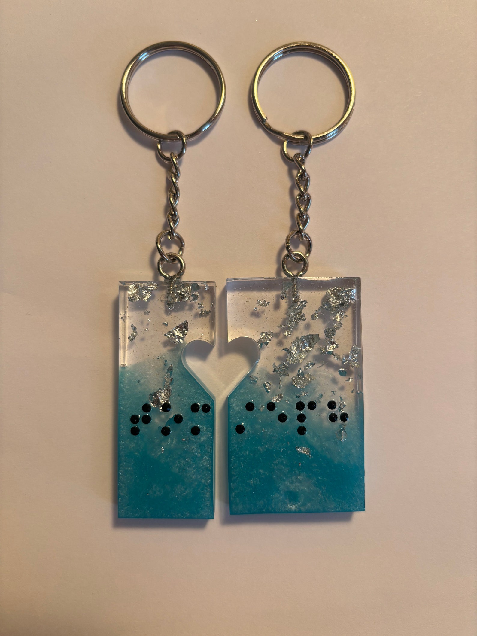 CUSTOMIZE Braille Resin Keychain; Shape: Double Rectangle With Heart - Etsy
