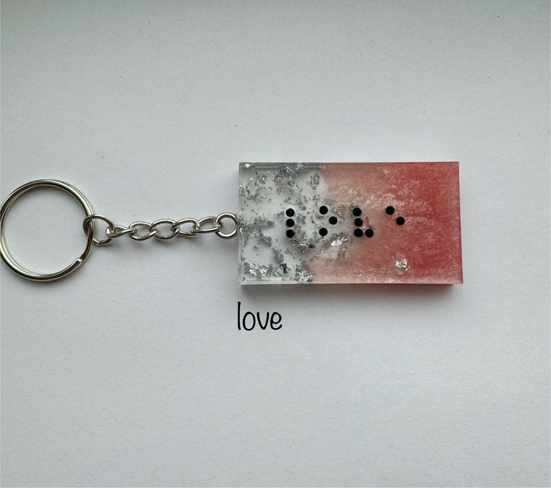 Braille Resin Keychain "love” - Etsy