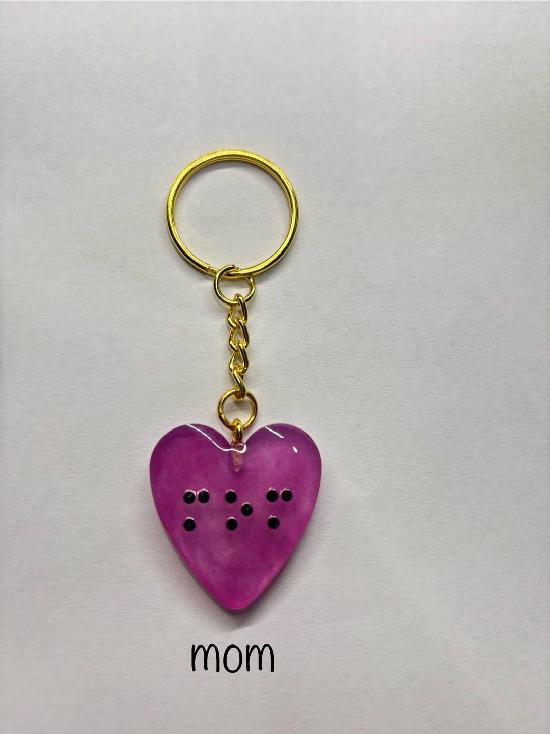 Braille Keychain |”mom” | Tactile Braille | Small Heart - Etsy