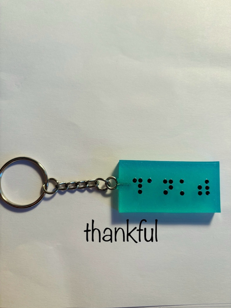 Braille Keychain "thankful” - Etsy