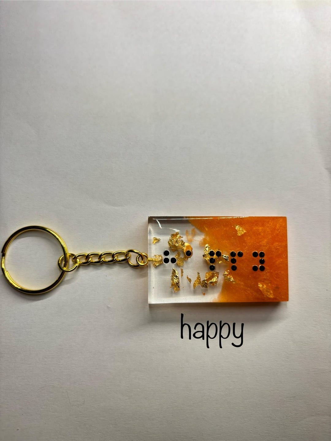 Braille Resin Keychain happy - Etsy