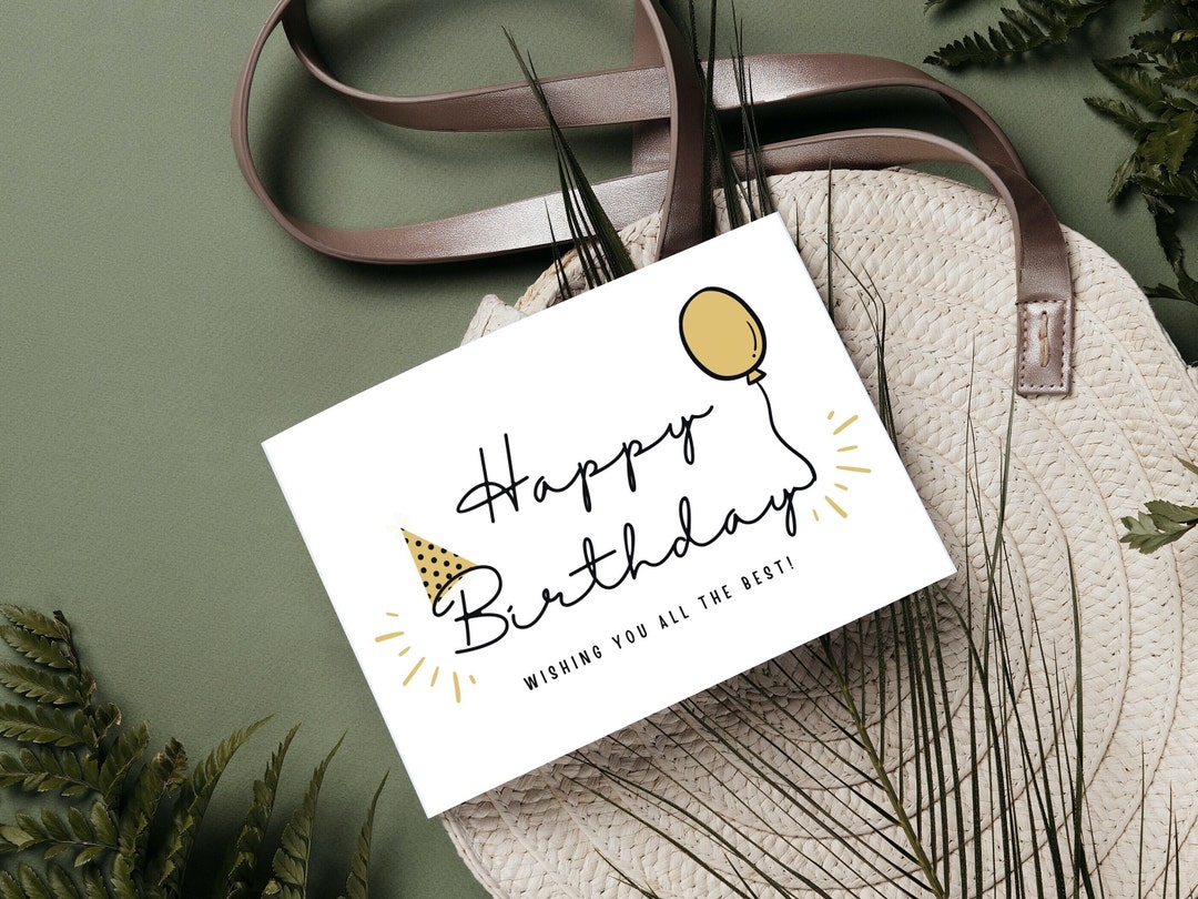 Happy Birthday Card Digital Download Printable Happy Bday Card, Blank ...