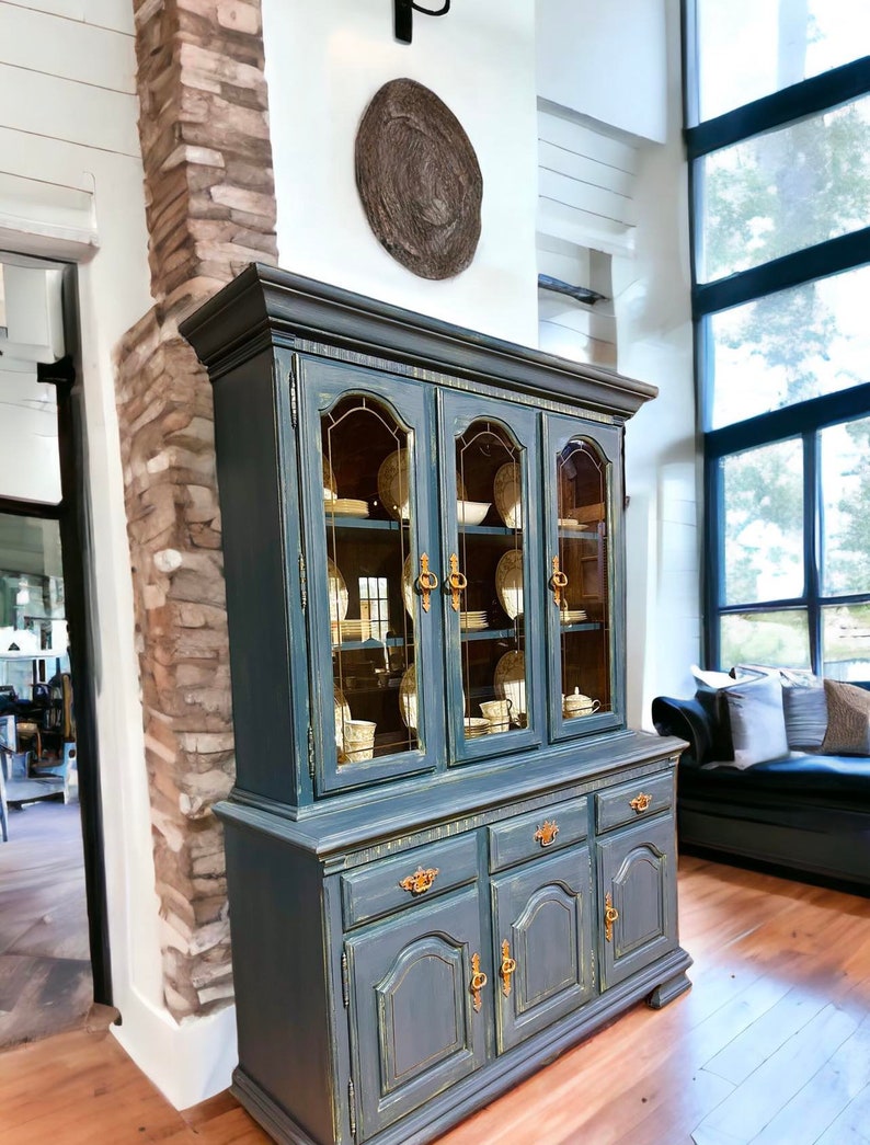 Custom Order Option: Vintage French Blue Hutch/buffet - Etsy