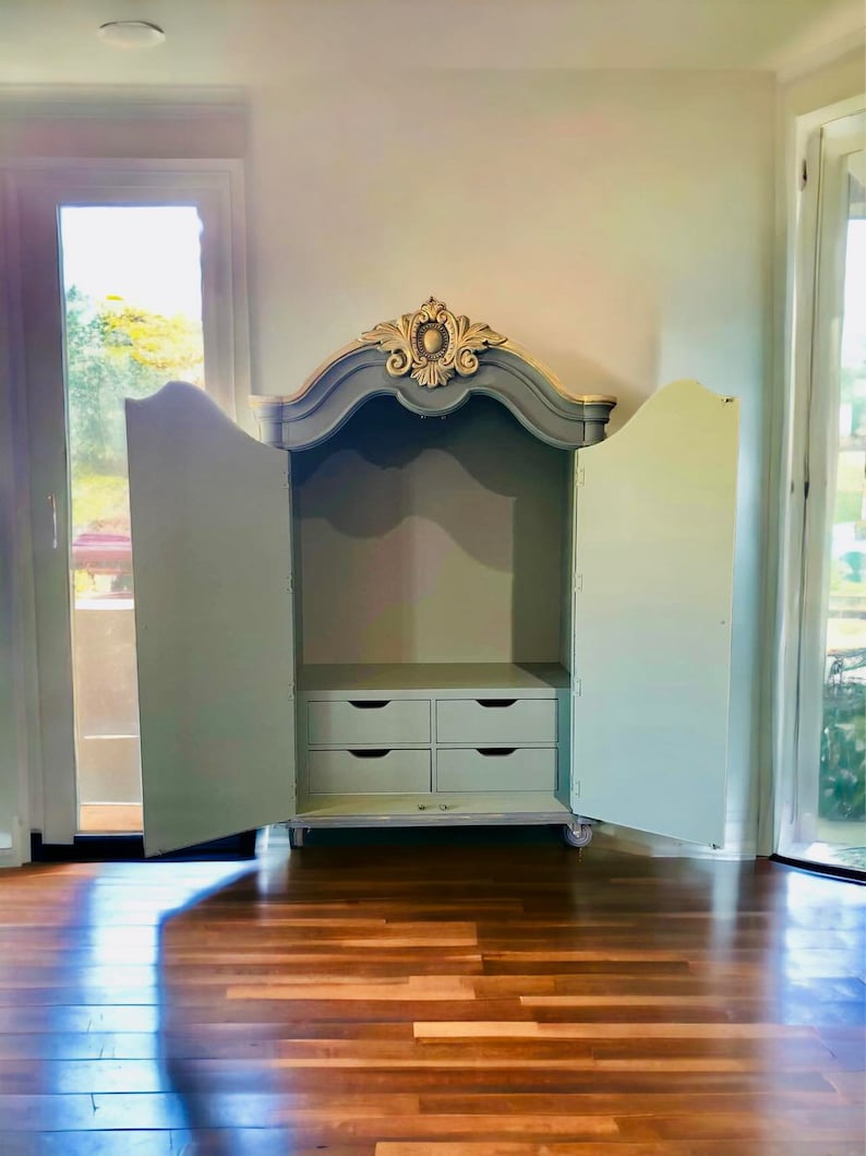 Custom Order Option: French Style Vintage Blue Armoire - Etsy