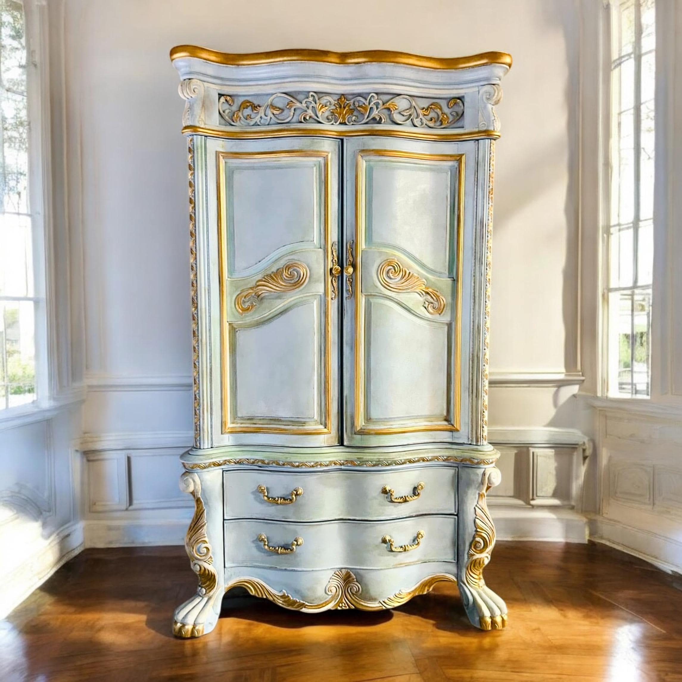Vintage French Blue Armoire Cabinet - Etsy