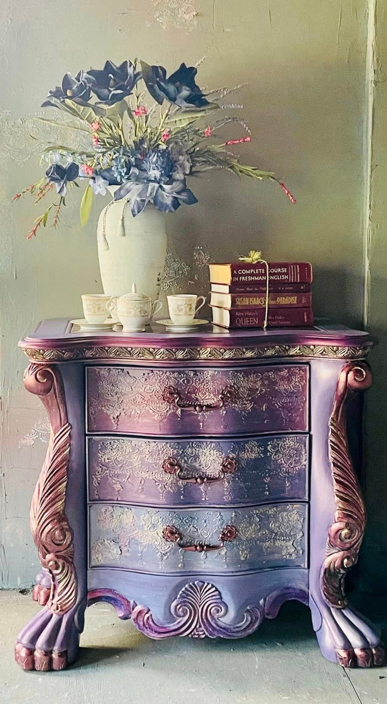 Custom Order Option: Lavish Purple Ombre Ornate Nightstand/accent Table ...