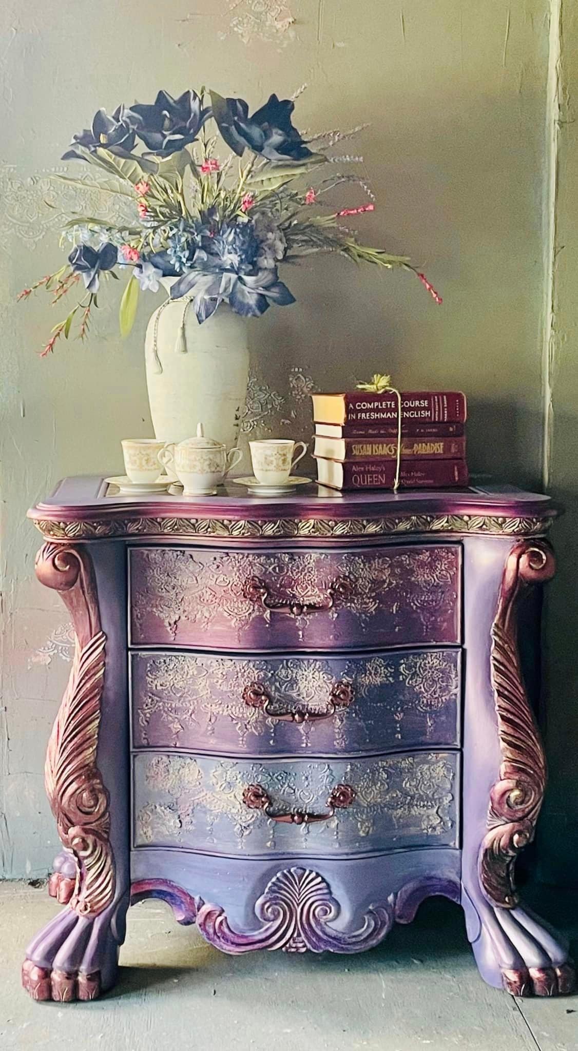 Custom Order Option: Lavish Purple Ombre Ornate Nightstand/accent Table ...