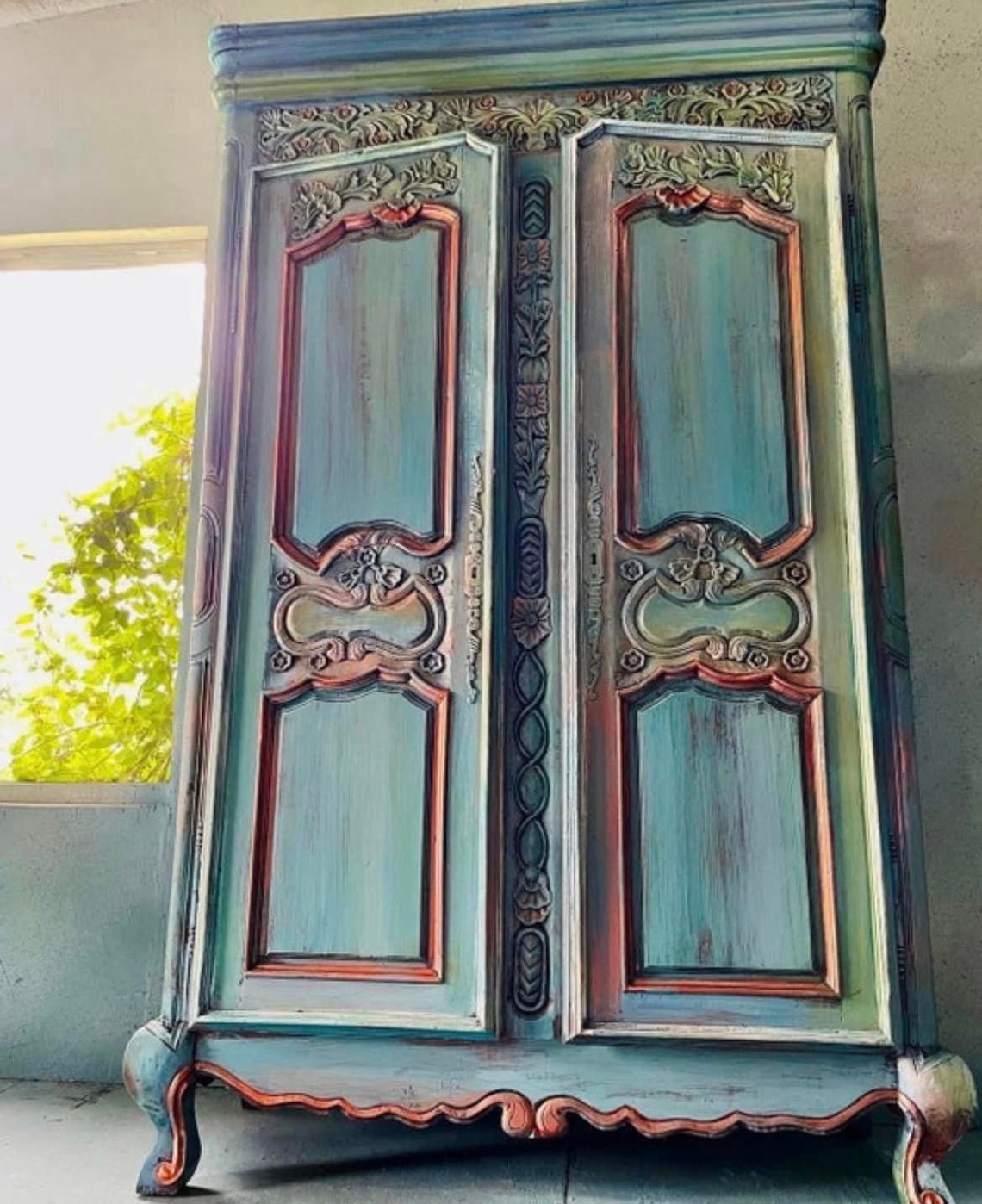 Custom Order Option: Vintage Hand-painted Spanish Style Armoire ...