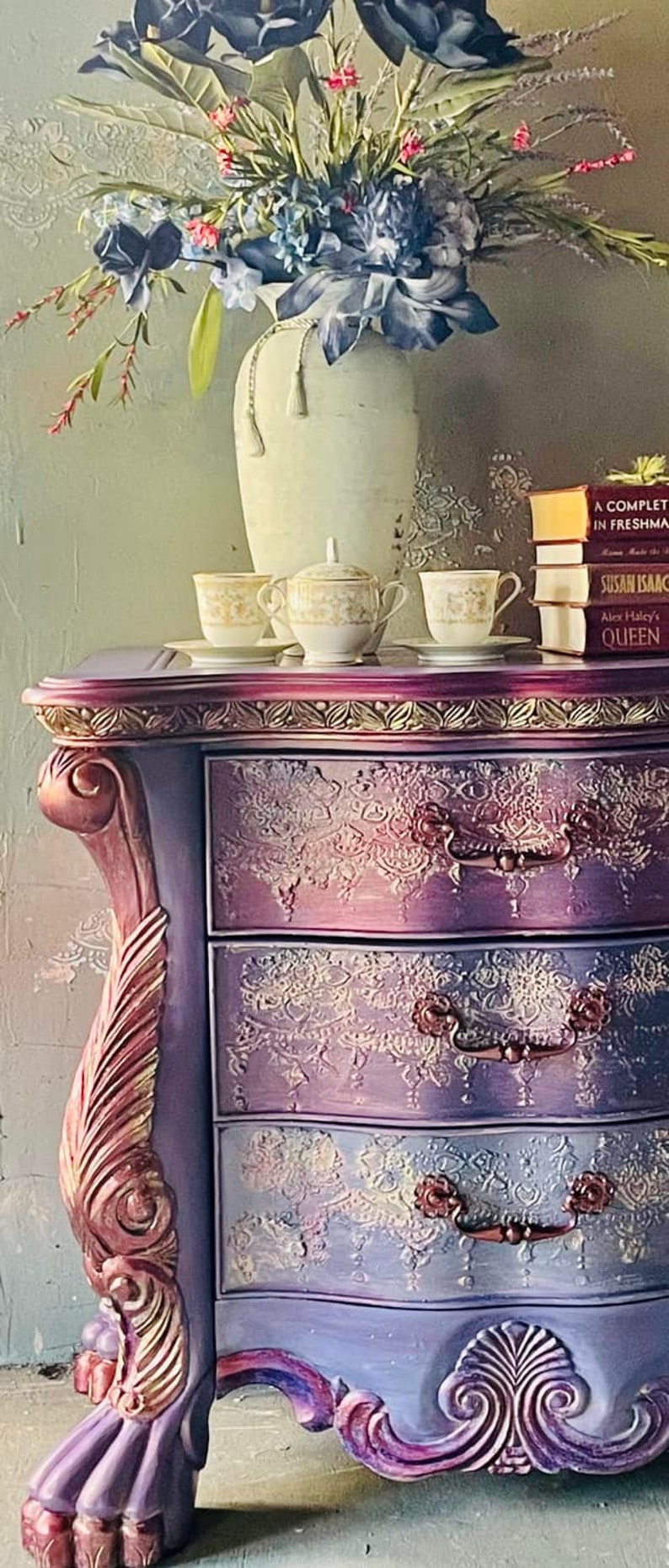 Custom Order Option: Lavish Purple Ombre Ornate Nightstand/accent Table ...