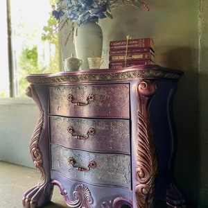 Custom Order Option: Lavish Purple Ombre Ornate Nightstand/accent Table ...