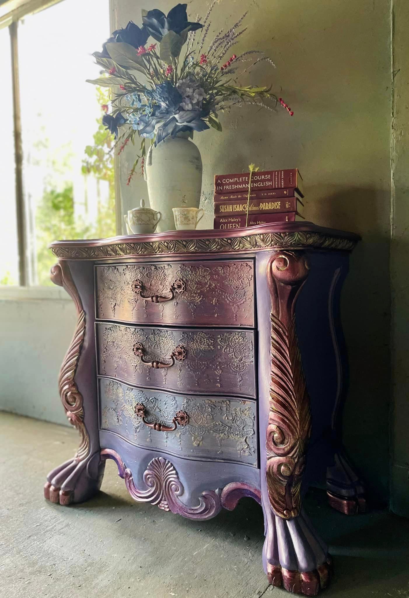 Custom Order Option: Lavish Purple Ombre Ornate Nightstand/accent Table ...