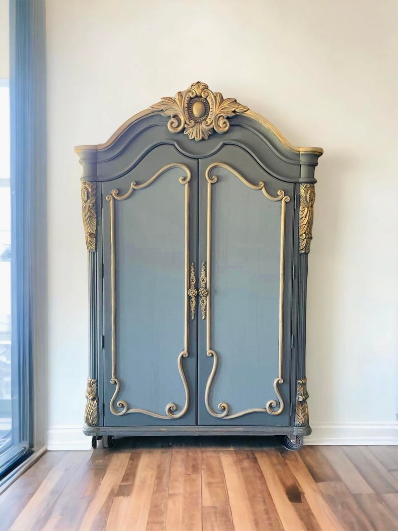 Custom Order Option: French Style Vintage Blue Armoire - Etsy