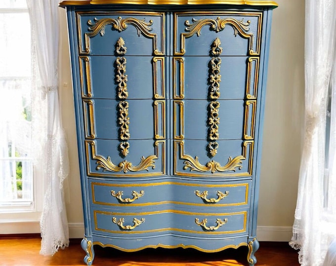 Blue Vintage French Chest of Drawers - Etsy