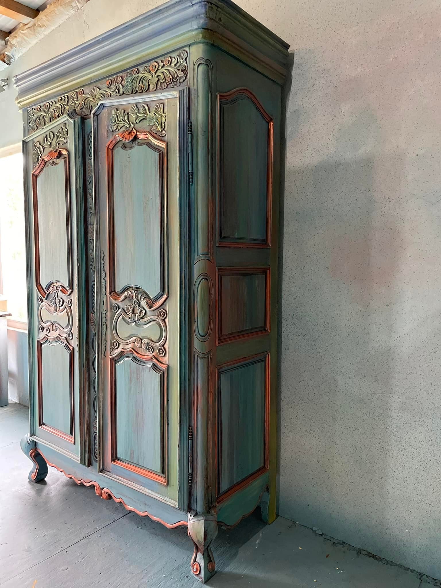 Custom Order Option: Vintage Hand-painted Spanish Style Armoire ...
