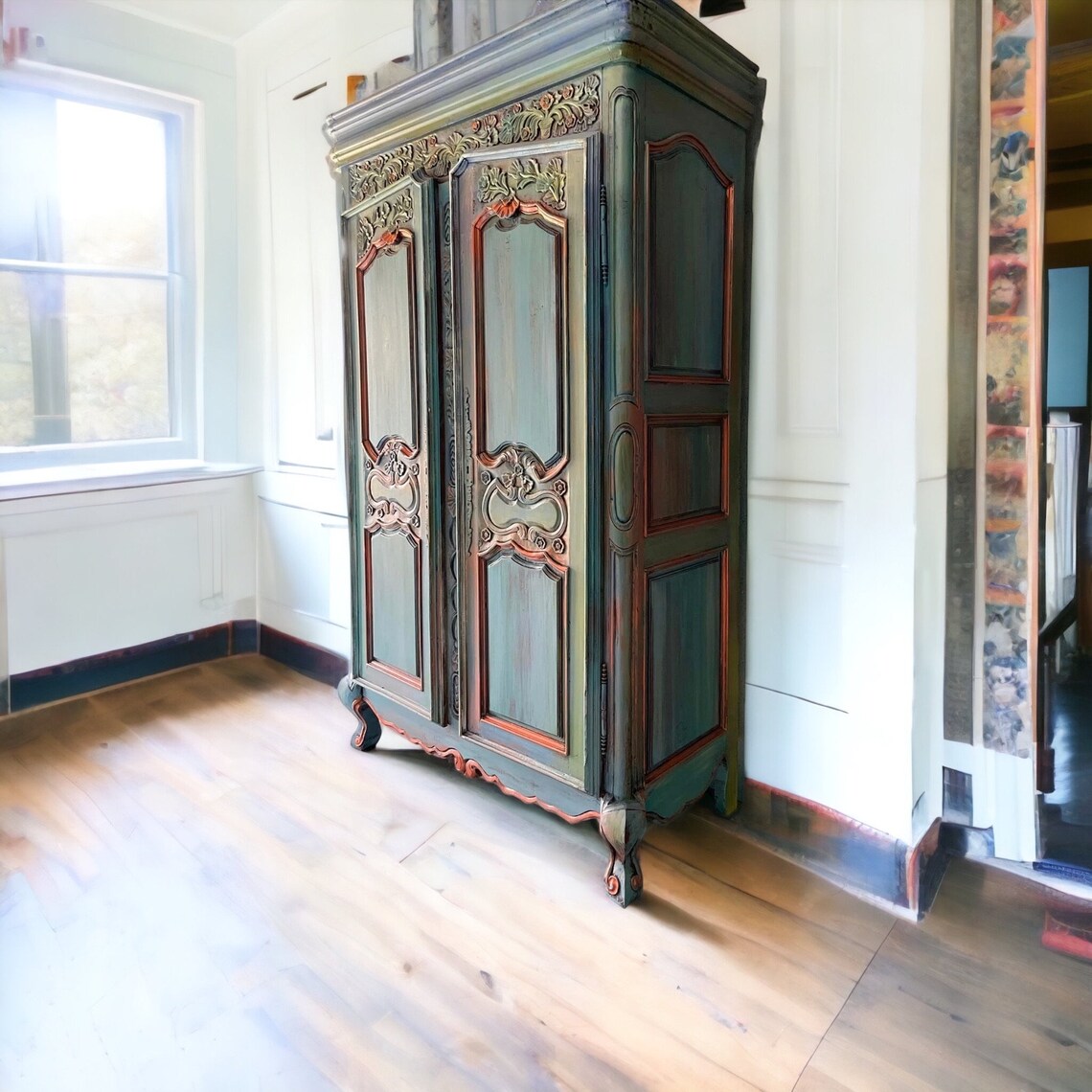 Custom Order Option: Vintage Hand-painted Spanish Style Armoire ...