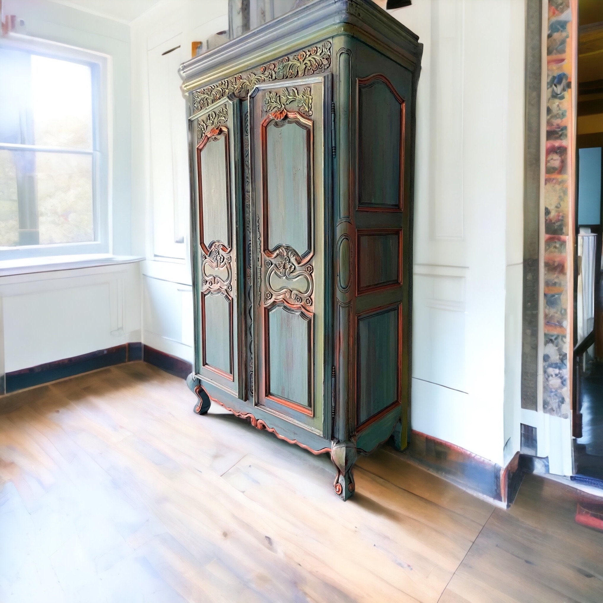Custom Order Option: Vintage Hand-painted Spanish Style Armoire ...