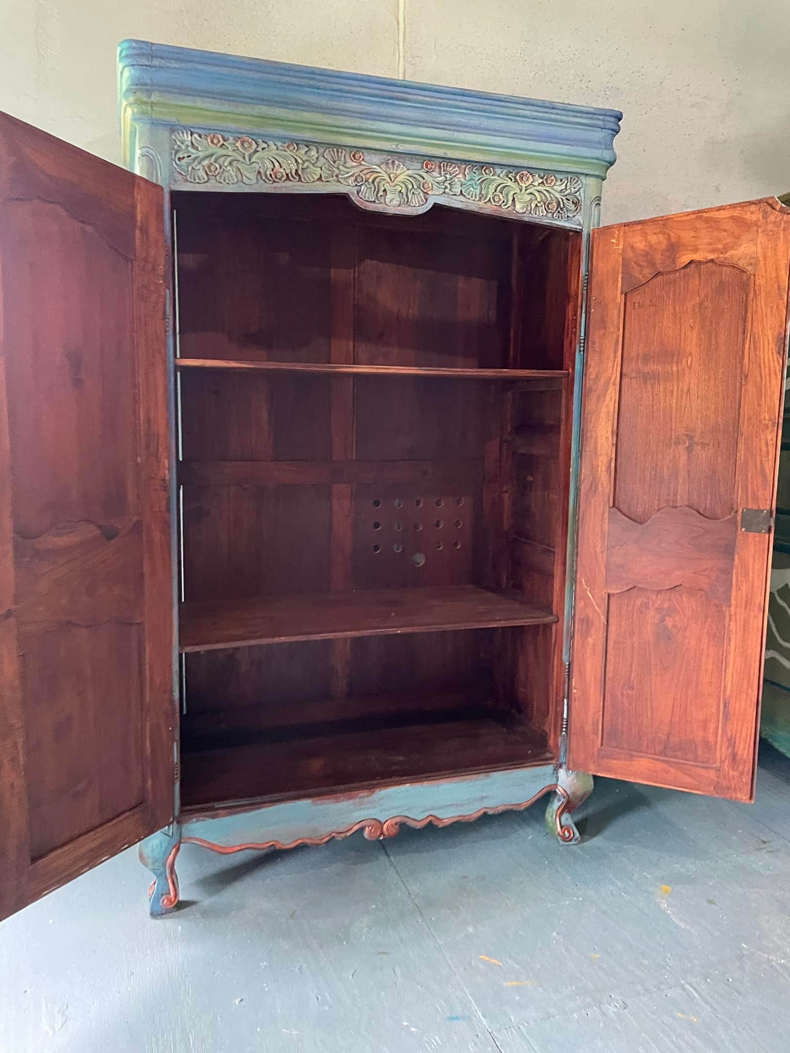 Custom Order Option: Vintage Hand-painted Spanish Style Armoire ...