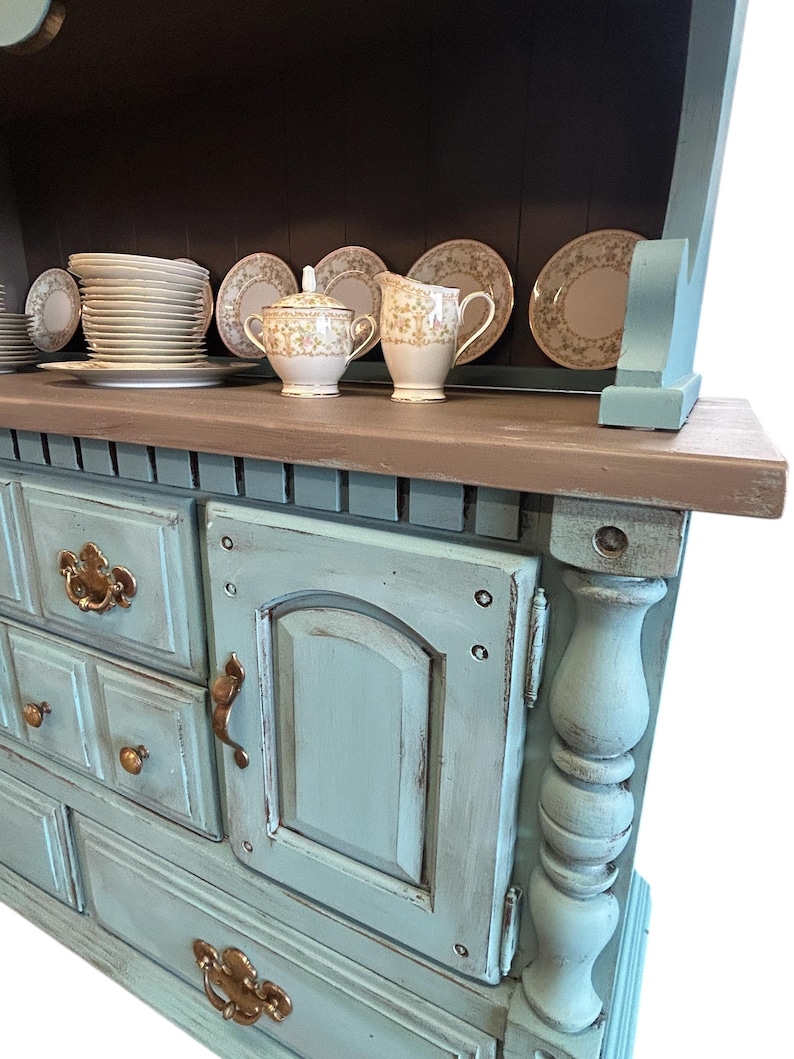 SOLD **vintage Coastal Hutch China Cabinet - Etsy