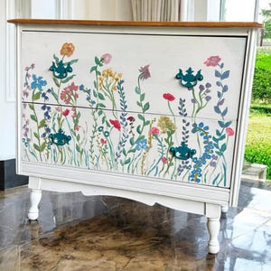 Hand-painted Floral Cottage Cabinet - Etsy