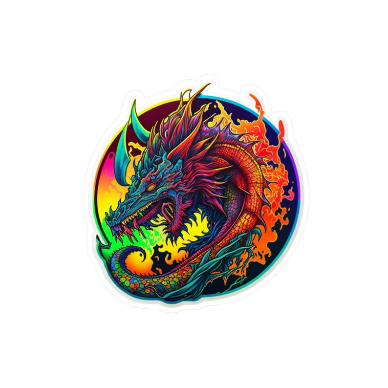 Trippy Dragon Sticker Vinyl Decal Psychedelic Design - Etsy