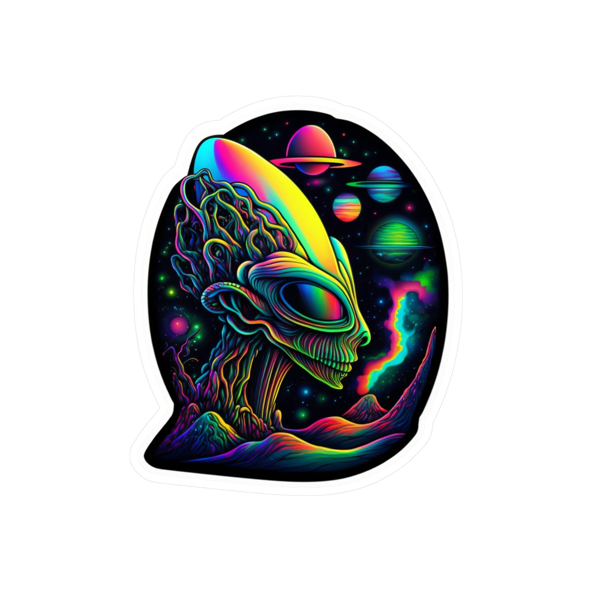 Alien Sticker Trippy Alien Sticker Acidic Alien Decal Psychedelic ...