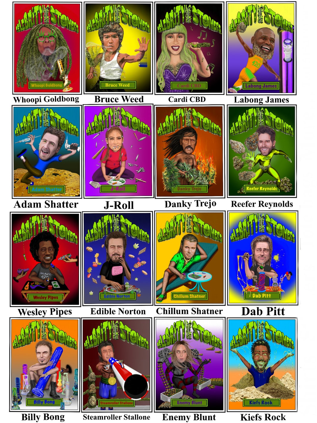 Celebrity Look Alike Stoner Stickers - Etsy