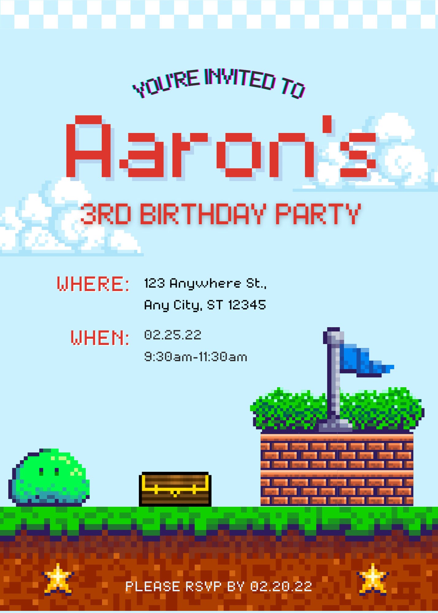 Personalized 8-bit Video Game Birthday Invitation - Retro Gaming Party ...