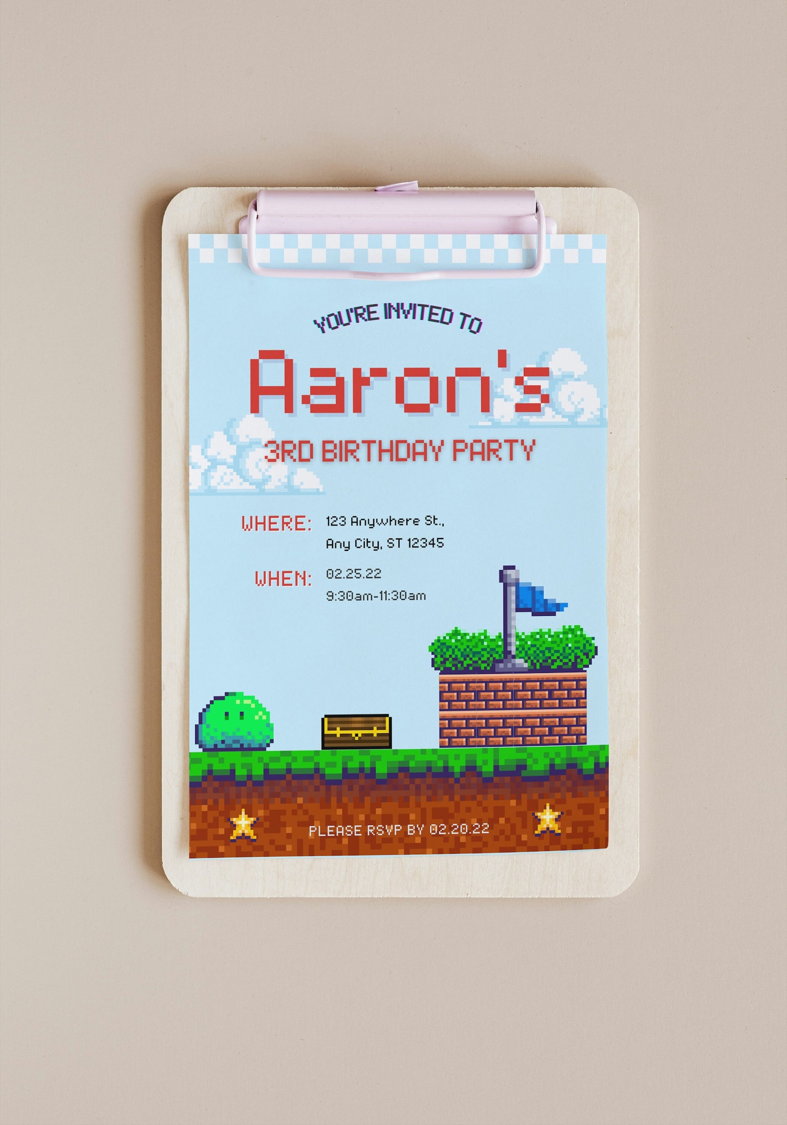Personalized 8-bit Video Game Birthday Invitation - Retro Gaming Party ...