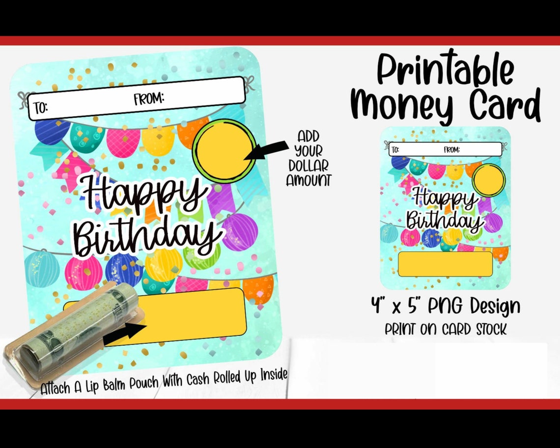 Birthday Money Card ** 4 X 5 Printable Money Card ** - Etsy