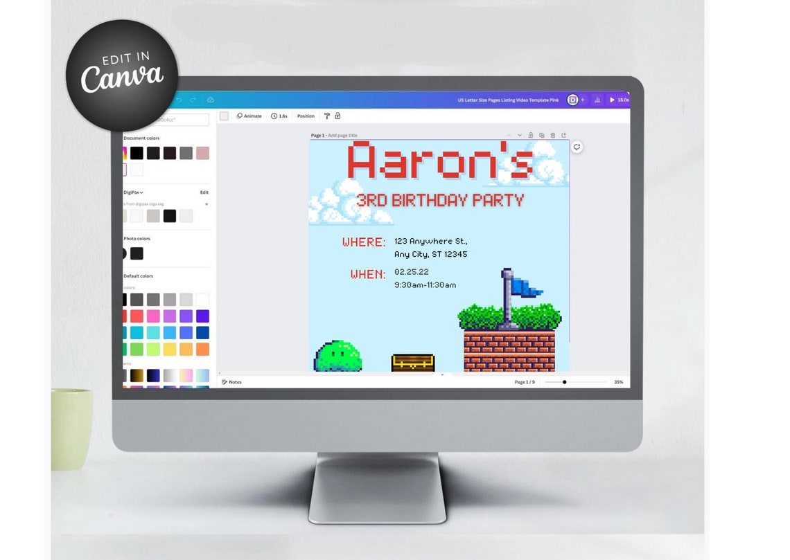 Personalized 8-bit Video Game Birthday Invitation - Retro Gaming Party ...