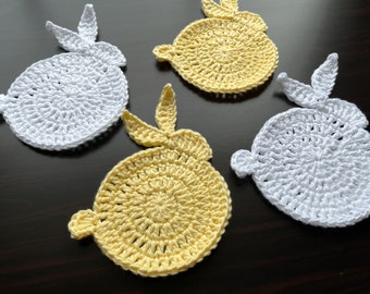 Easter Bunny Coasters, Crochet Bunny Coaster Set, Crochet Easter ...