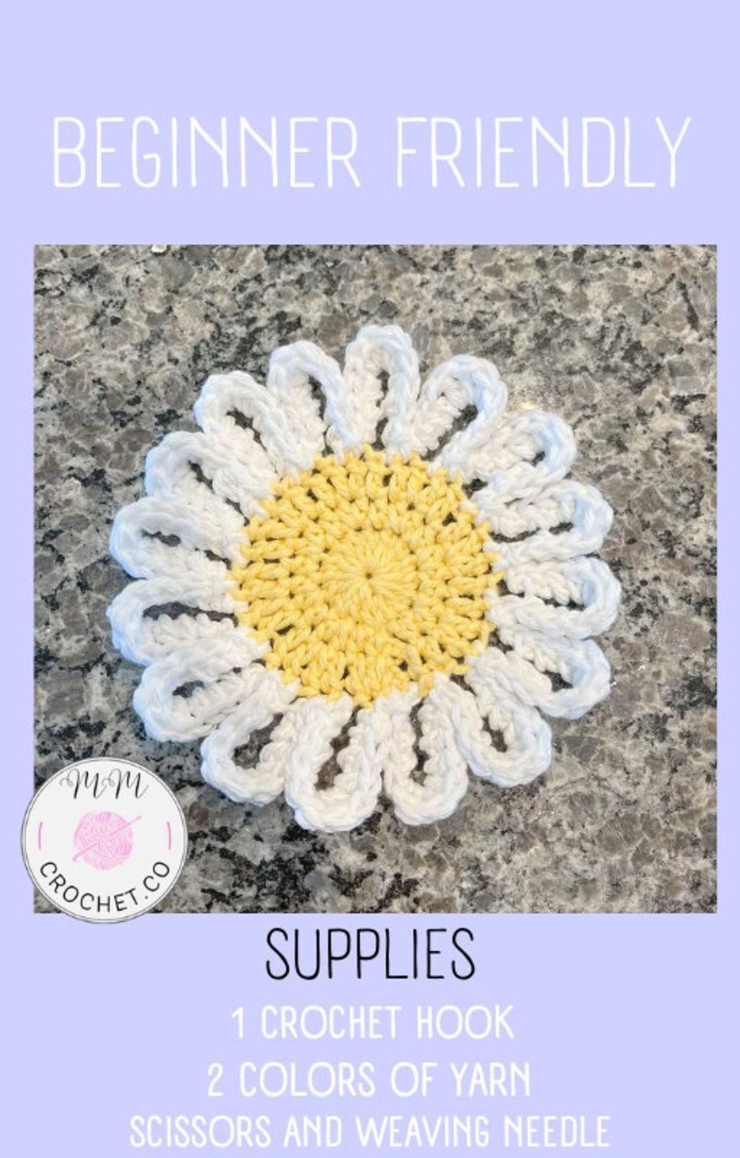 Crochet Pattern | Digital Download | DIY | Daisy Coaster Pattern ...