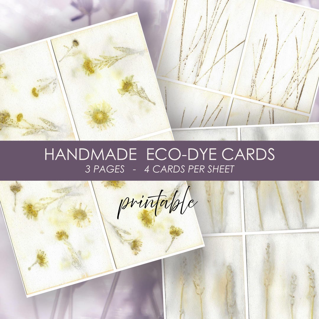 Eco Print Nature Cards: Rustic Flower & Leaf Designs (PDF File) - Etsy