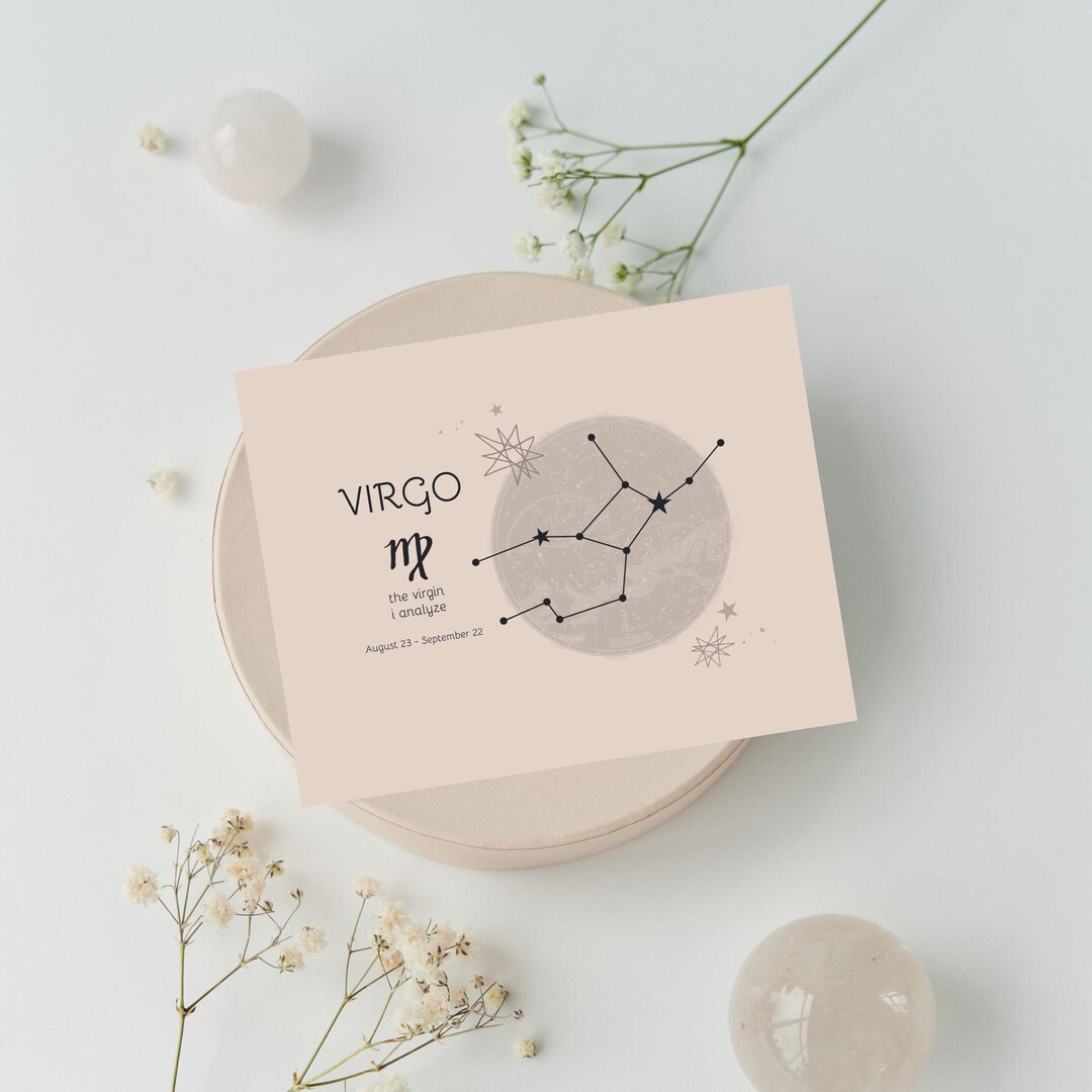 Virgo Zodiac Sign Poster, Astrology Constellation Symbol, Minimalist ...