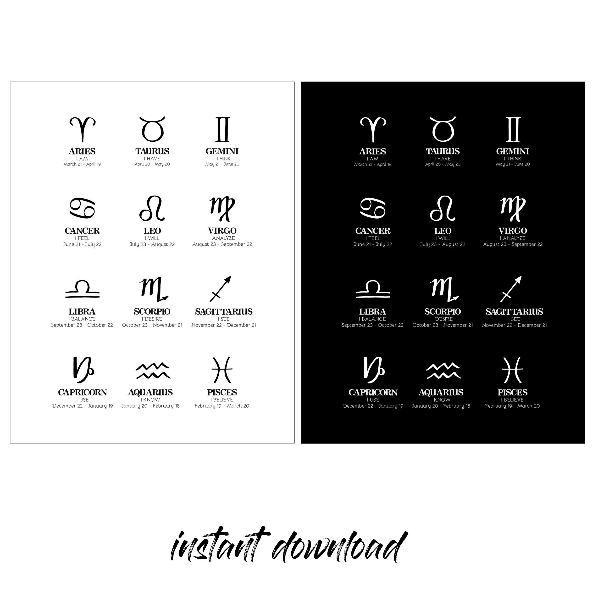 Astrology Symbols, Zodiac Horoscope Star Sign, Clip Art, Simple Black ...