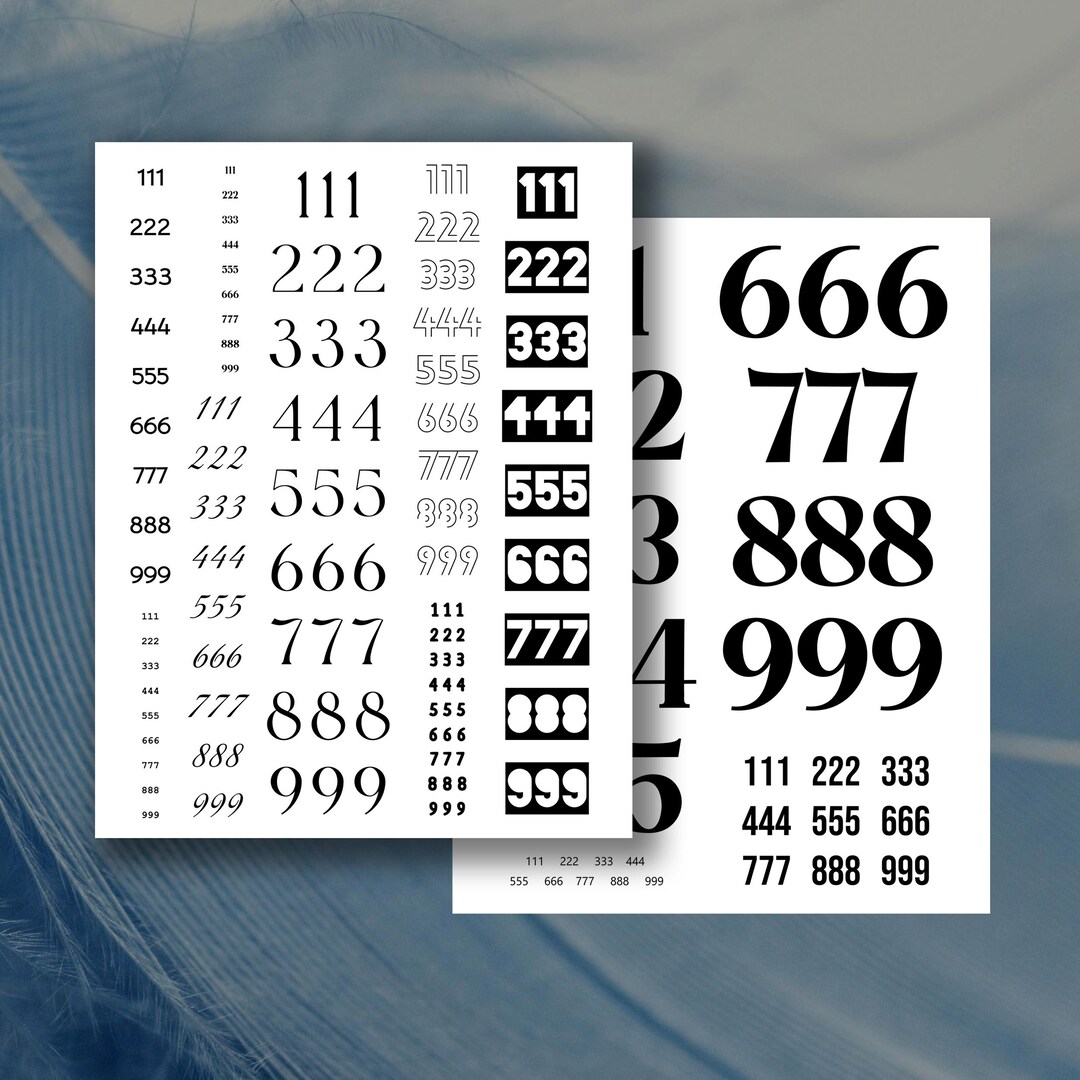 Angel Numbers Black, Varied Fonts and Sizes, Craft DIY, Planner ...