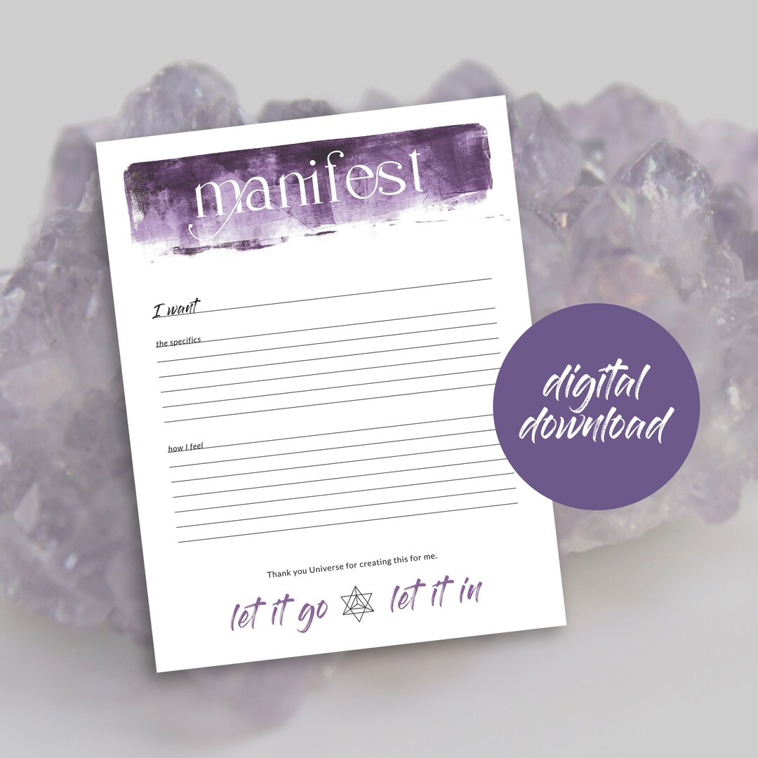 Manifest Worksheet, Law of Attraction List, Daily Planner, Instant ...