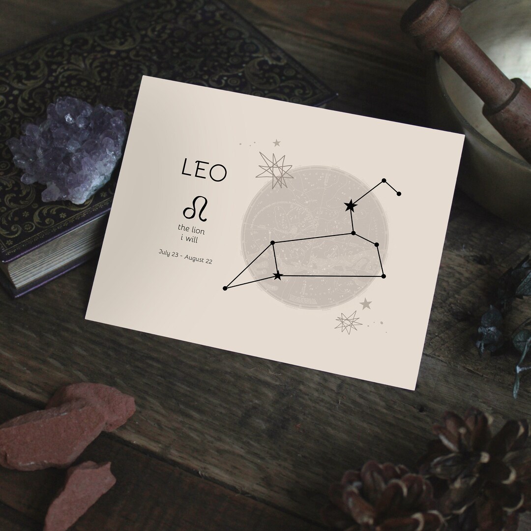 Leo Zodiac Sign, Horoscope Chart, Art Wall Poster, Astrology ...